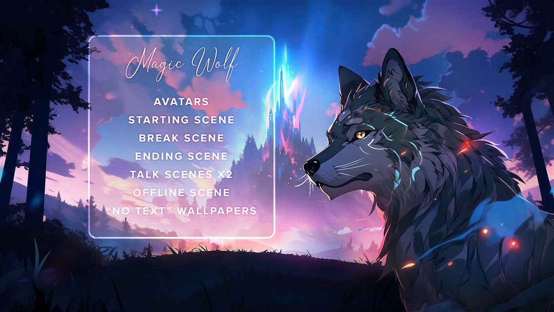 Twitch Stream Scenes Magic Wolf Animated Avatar Wolf Twitch Overlay ...