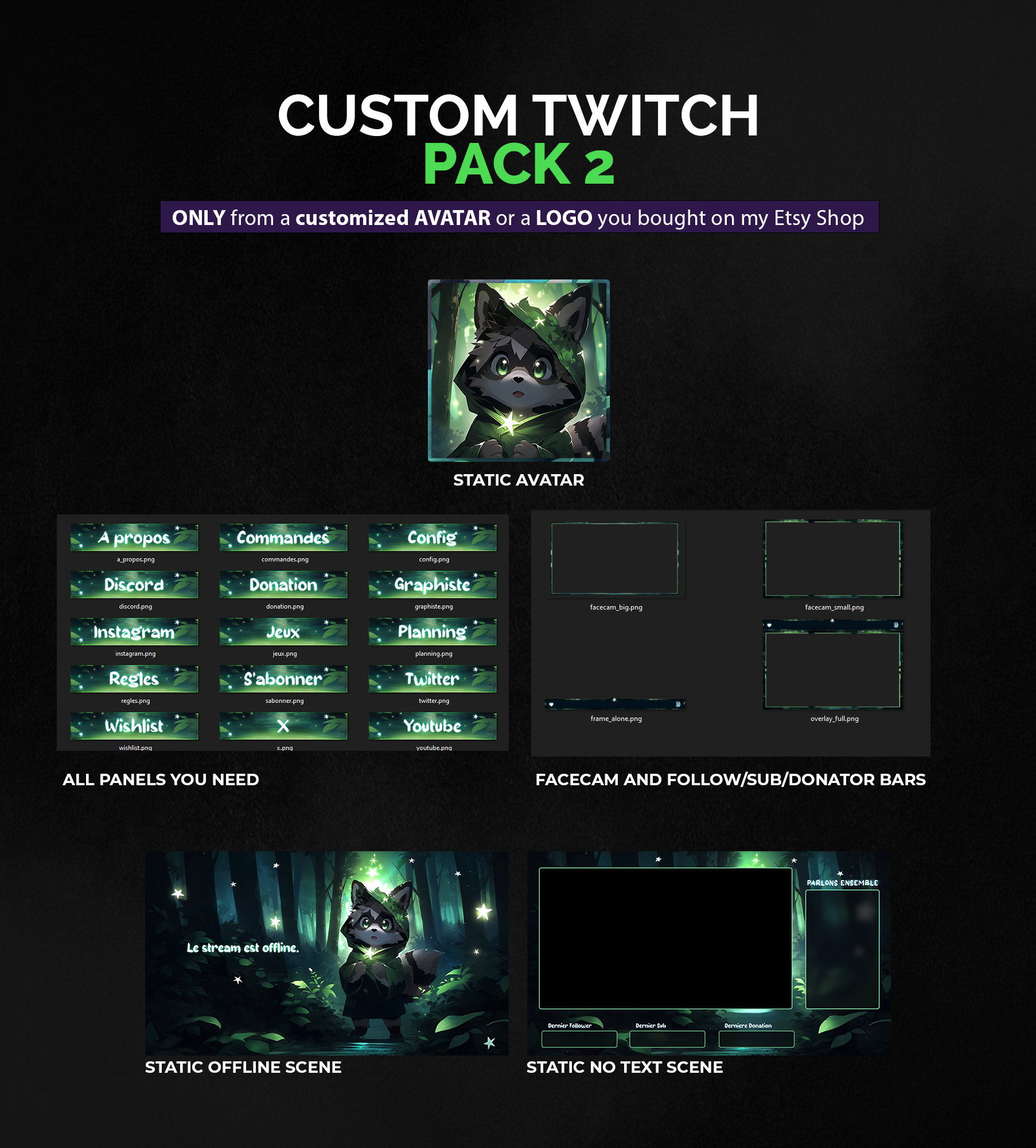 Custom Twitch Pack 2 | Customized From Your Unique Avatar/logo | Twitch ...