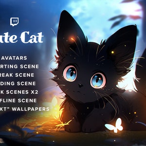 Twitch Stream Scenes Cute Cat Animated Avatar Cat Twitch Overlay ...