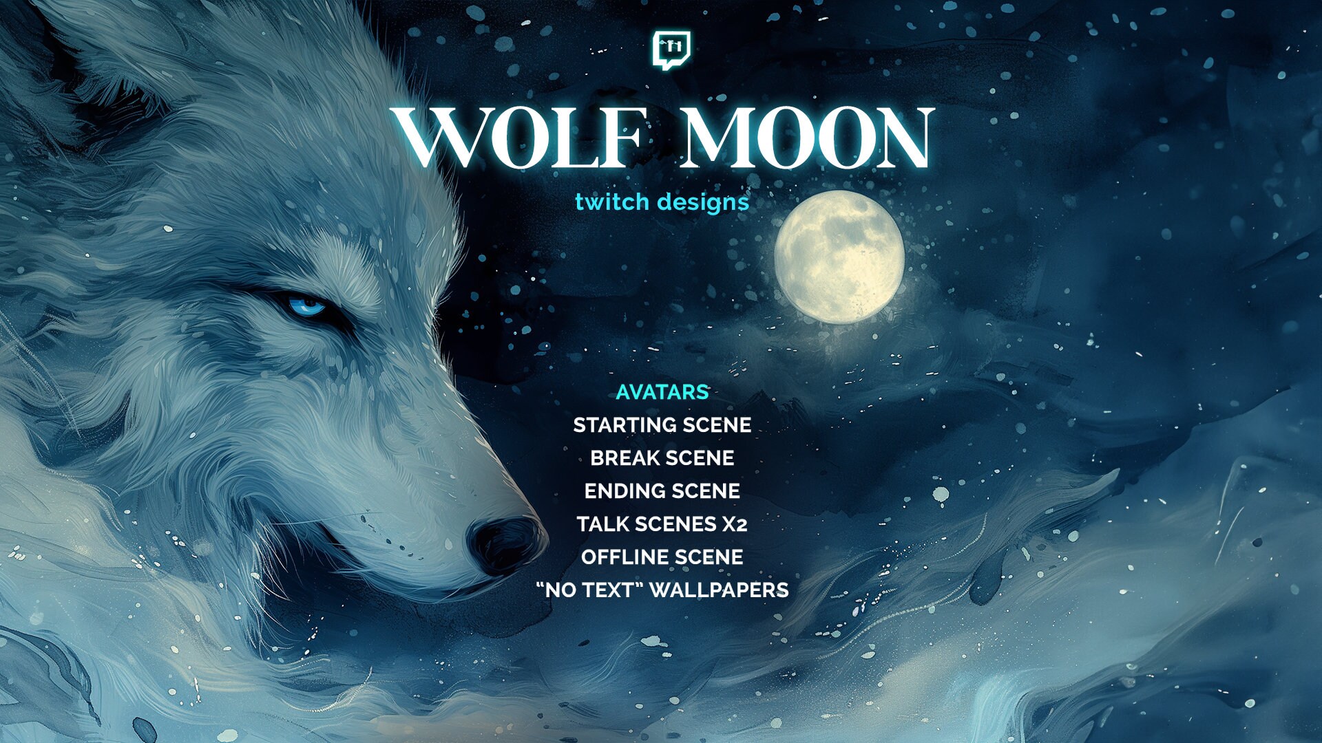 Twitch Stream Scenes Moon Wolf Animated Avatar Wolf Twitch Overlay ...