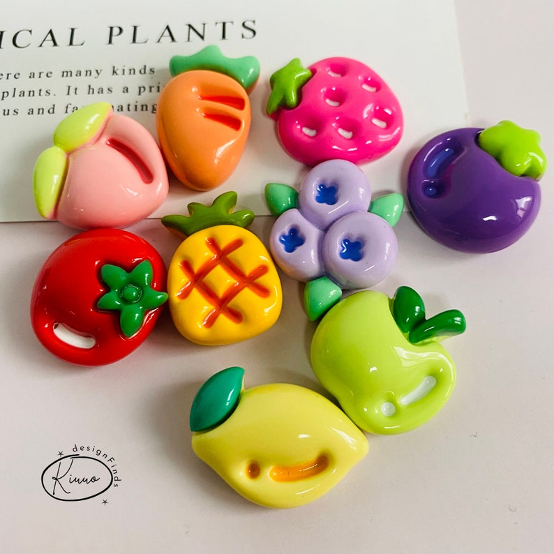 Set of 9cartoon Fruit Magnets Art Fridge Magnets Tomato - Etsy