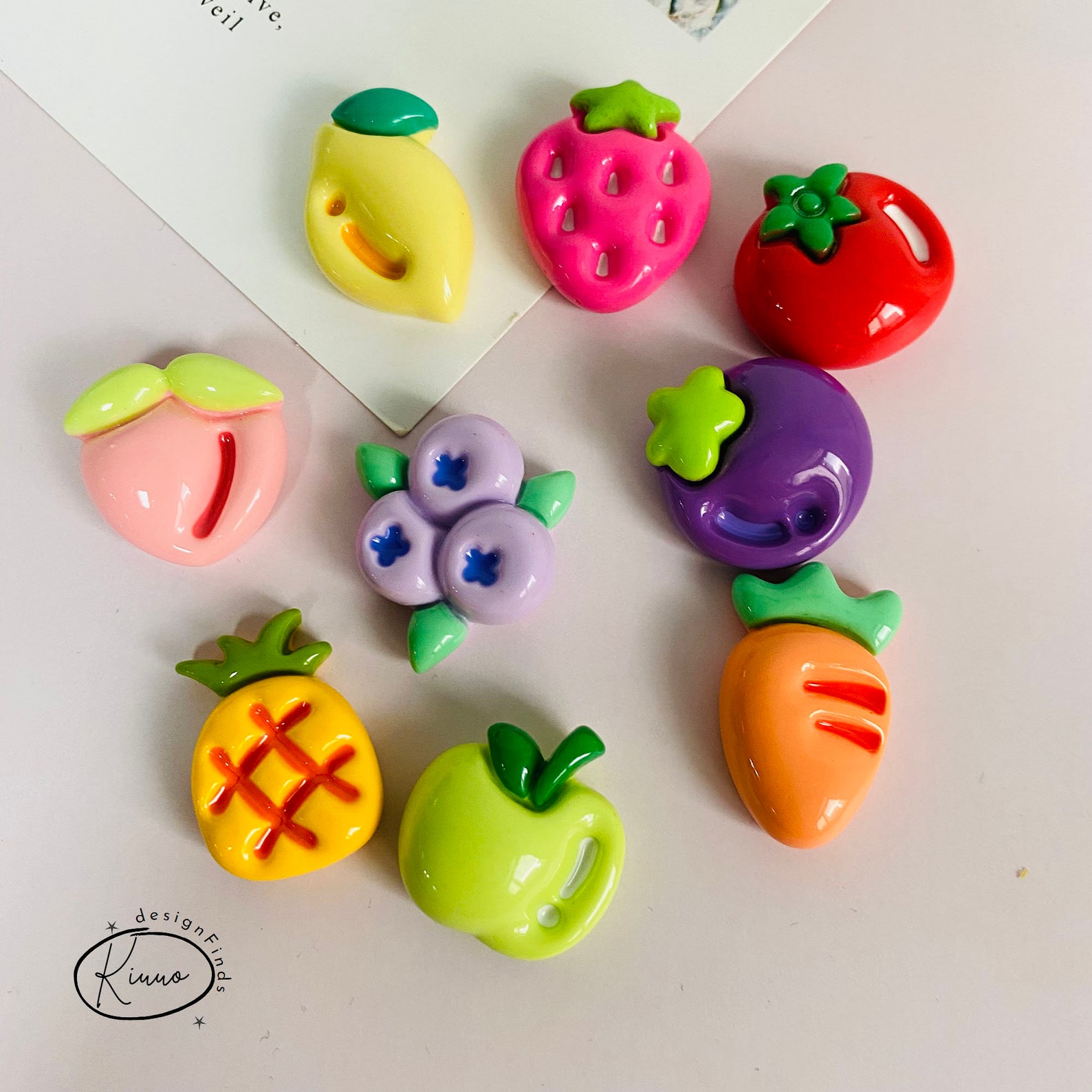 Set of 9cartoon Fruit Magnets Art Fridge Magnets Tomato - Etsy