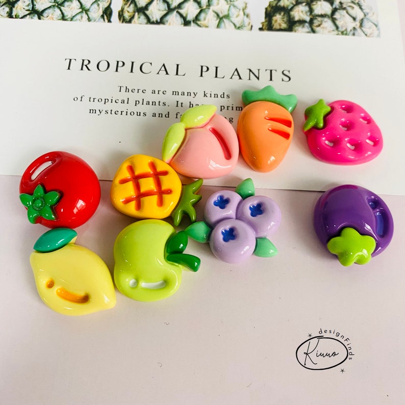 Set of 9cartoon Fruit Magnets Art Fridge Magnets Tomato - Etsy