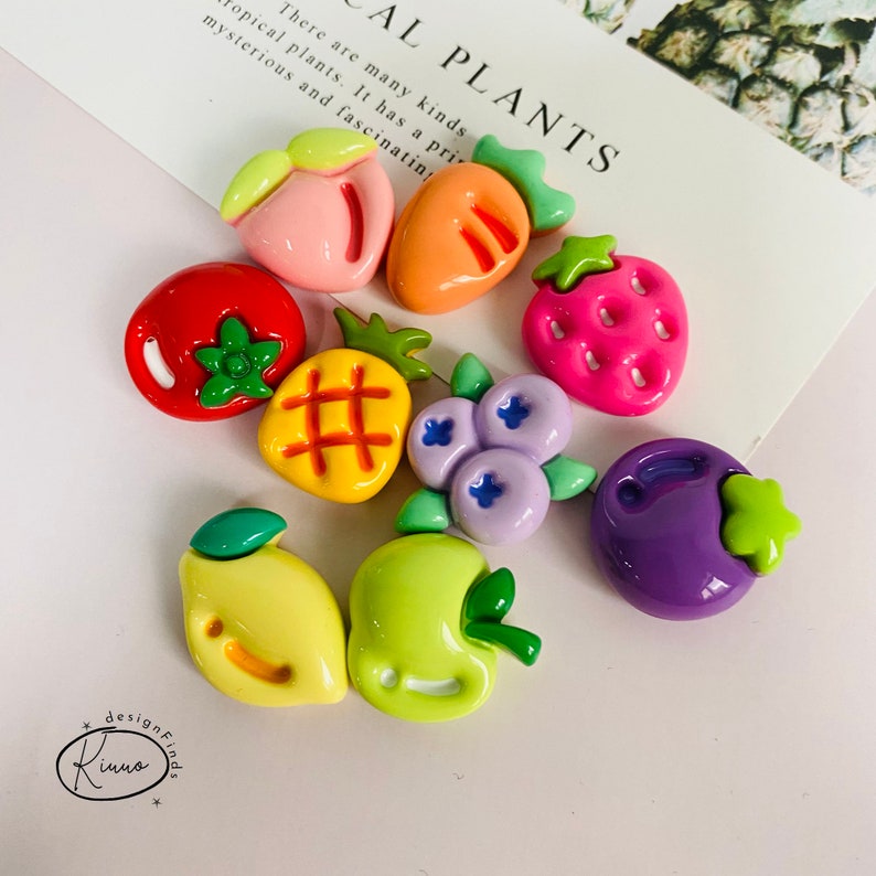 Set of 9cartoon Fruit Magnets Art Fridge Magnets Tomato - Etsy