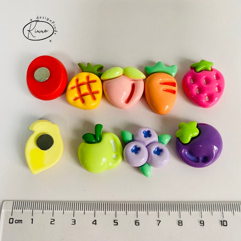 Set of 9cartoon Fruit Magnets Art Fridge Magnets Tomato - Etsy