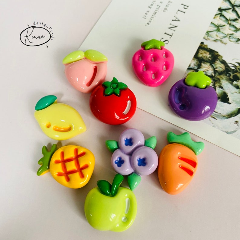 Set of 9cartoon Fruit Magnets Art Fridge Magnets Tomato - Etsy