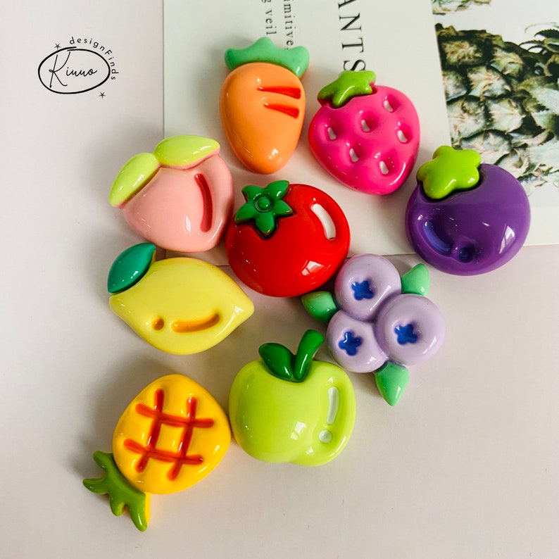 Set of 9cartoon Fruit Magnets Art Fridge Magnets Tomato - Etsy