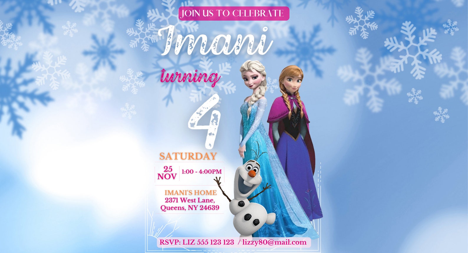 Frozen Elsa Editable Birthday Invitation | Printable Birthday Party ...