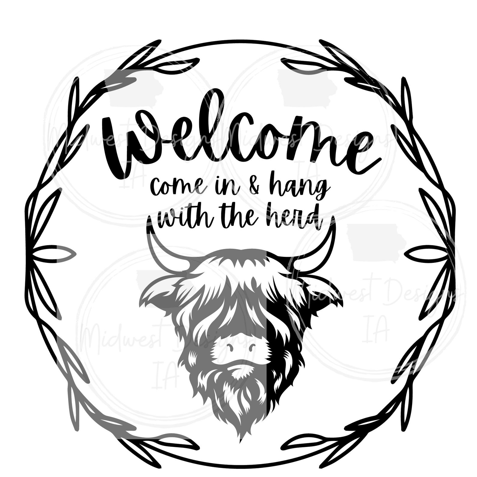 Welcome Come in & Hang With the Herd SVG/PNG, Door Hanger Svg/png, Cow ...
