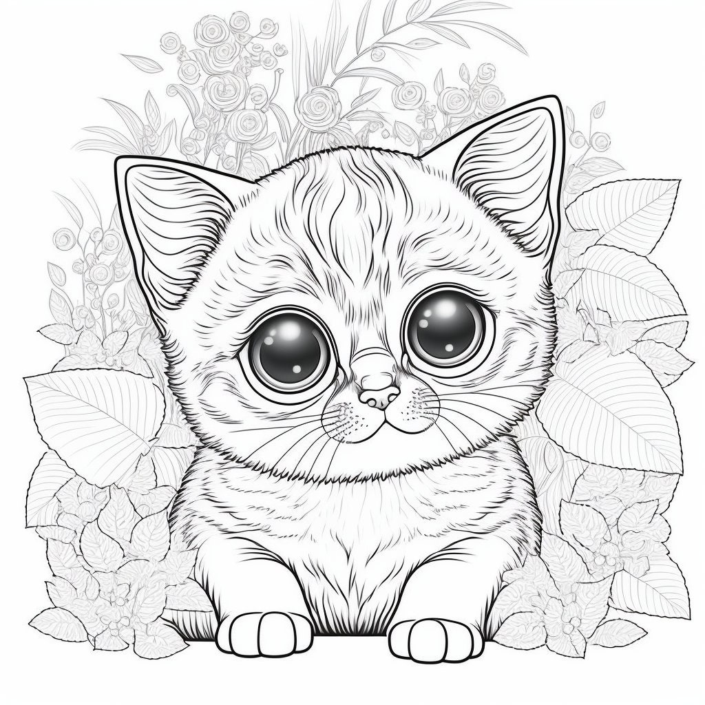 50 Coloring Pages of Cute Cats for Kids Coloring Pages - Etsy