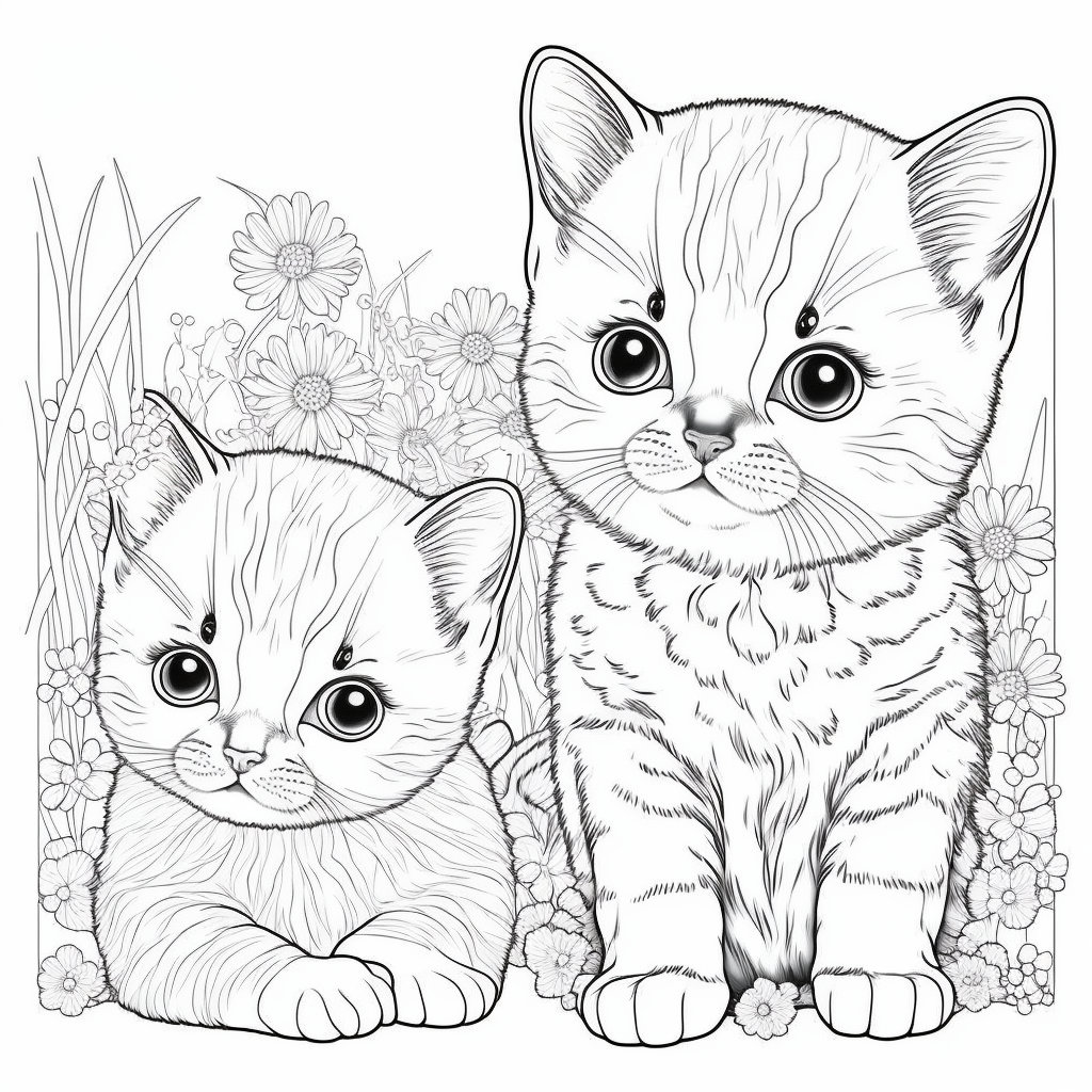 50 Coloring Pages of Cute Cats for Kids Coloring Pages - Etsy