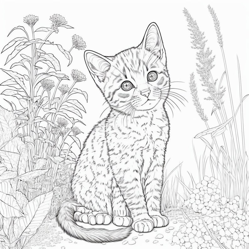 50 Coloring Pages of Cute Cats for Kids Coloring Pages - Etsy