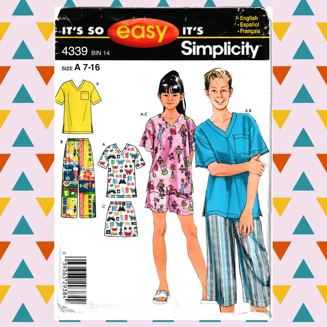 Vintage 2000s Simplicity 4339 Sewing Pattern Unisex Girls' and Boys ...