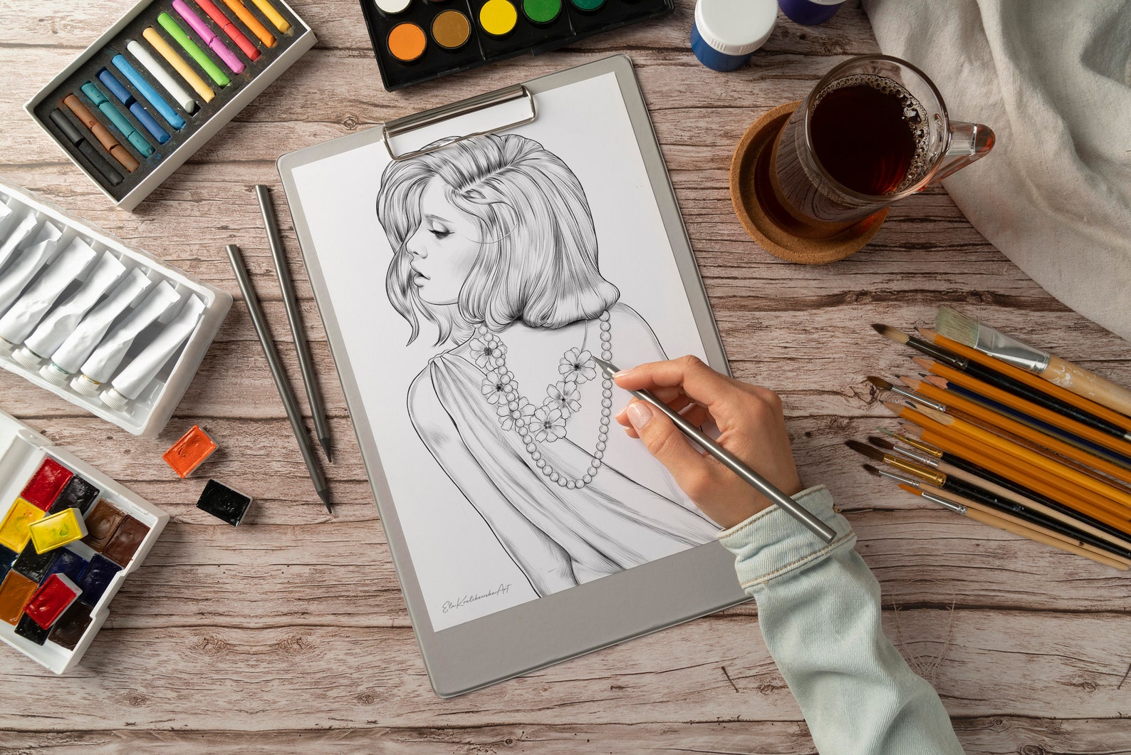 Flowers - Premium Coloring Page, Grayscale Coloring Page, Printable ...