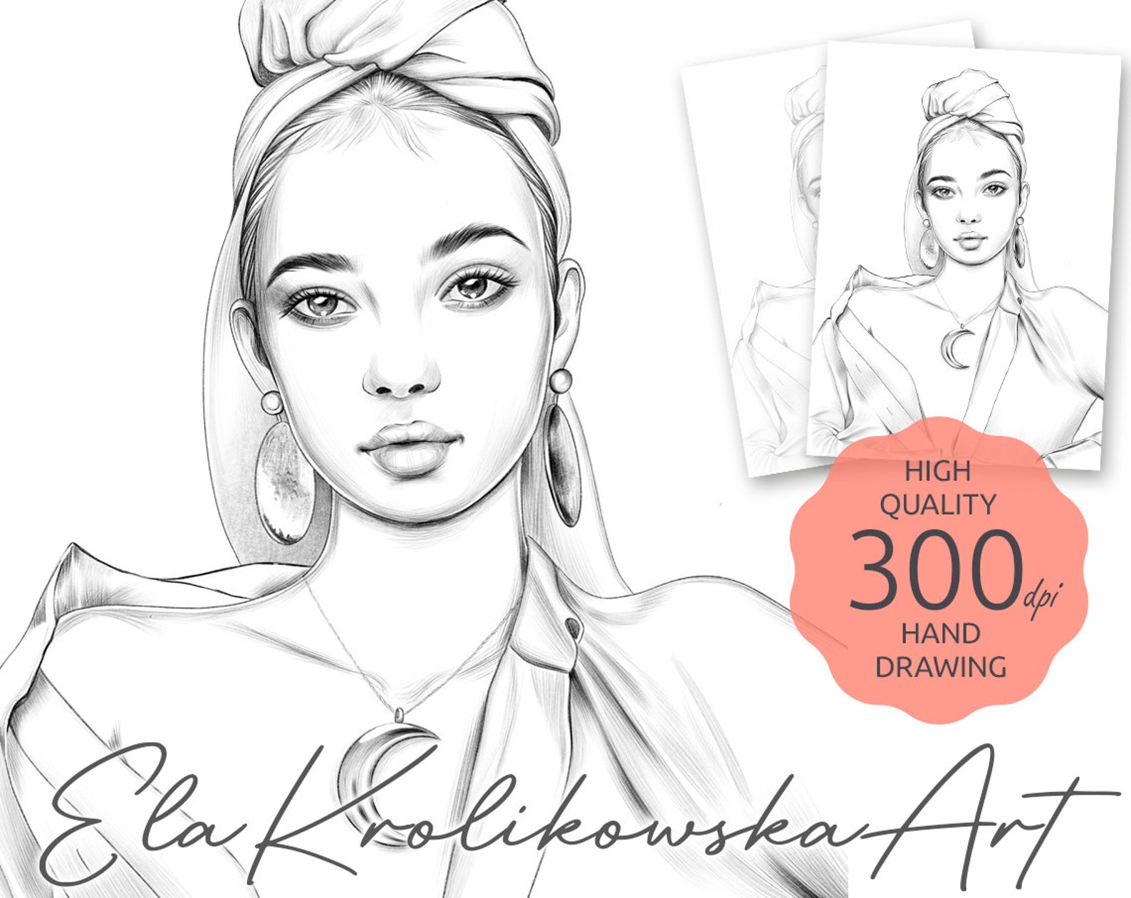 Satin Girl - Premium Coloring Page, Grayscale Coloring Page, Printable ...