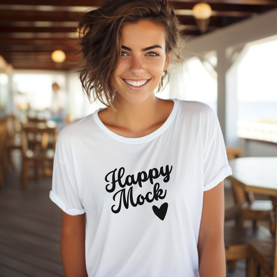T Shirt Mockup White Gildan 64000 Mockup Mockup Model Female T Shirt