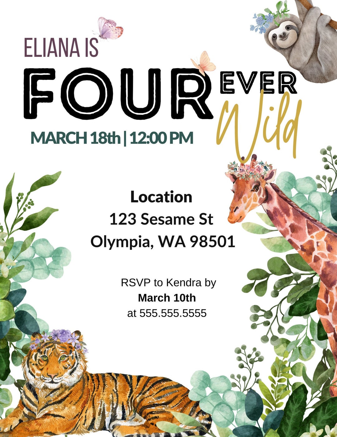 Four Ever Wild Birthday Invitation - Etsy