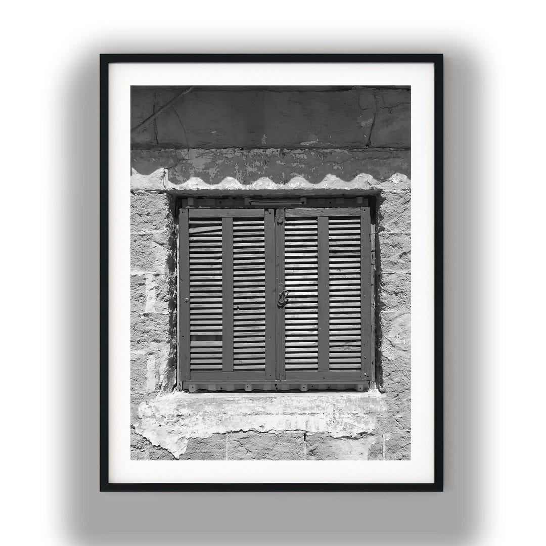 Black and White Shuttered Window Photo, Rustic Wall Texture, Vintage ...