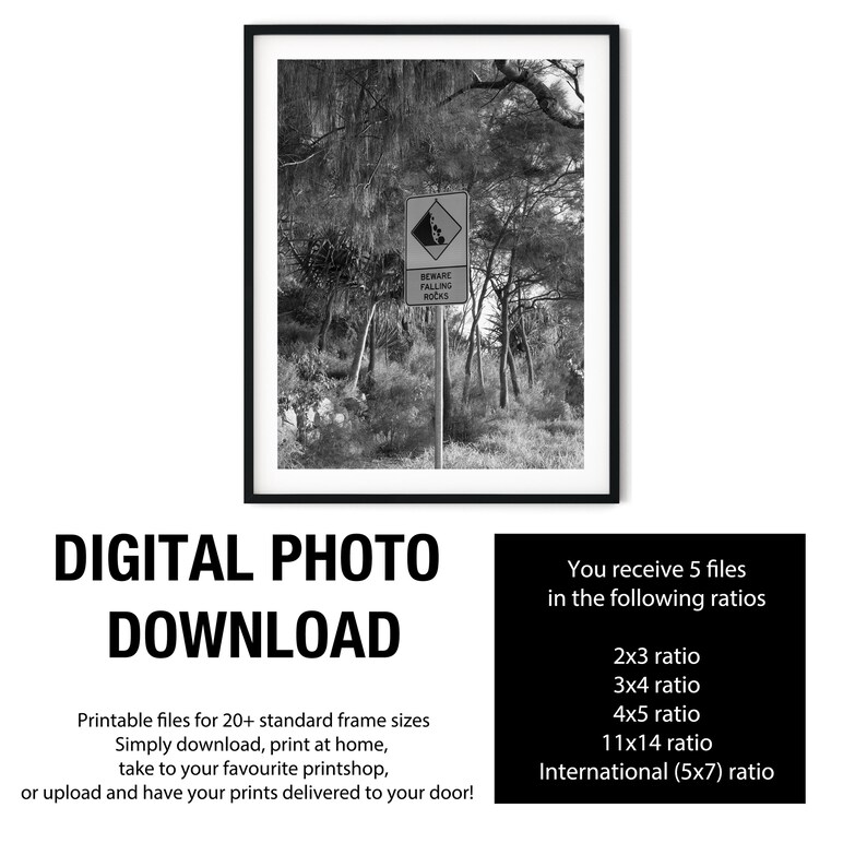 Black and White Photo Instant Digital Download Wall Art Print Beware ...