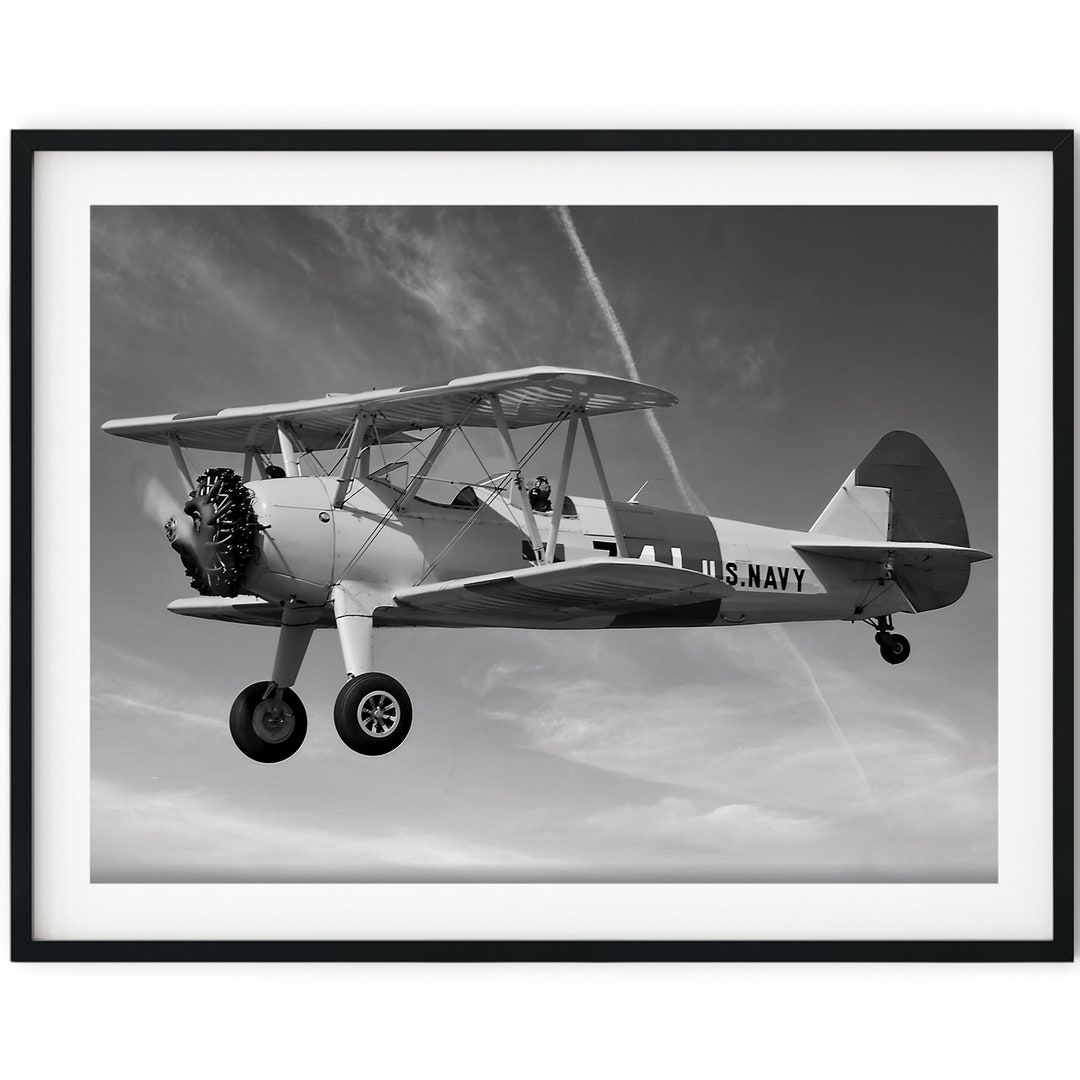 Black and White Photo Instant Digital Download Wall Art Print Biplane ...