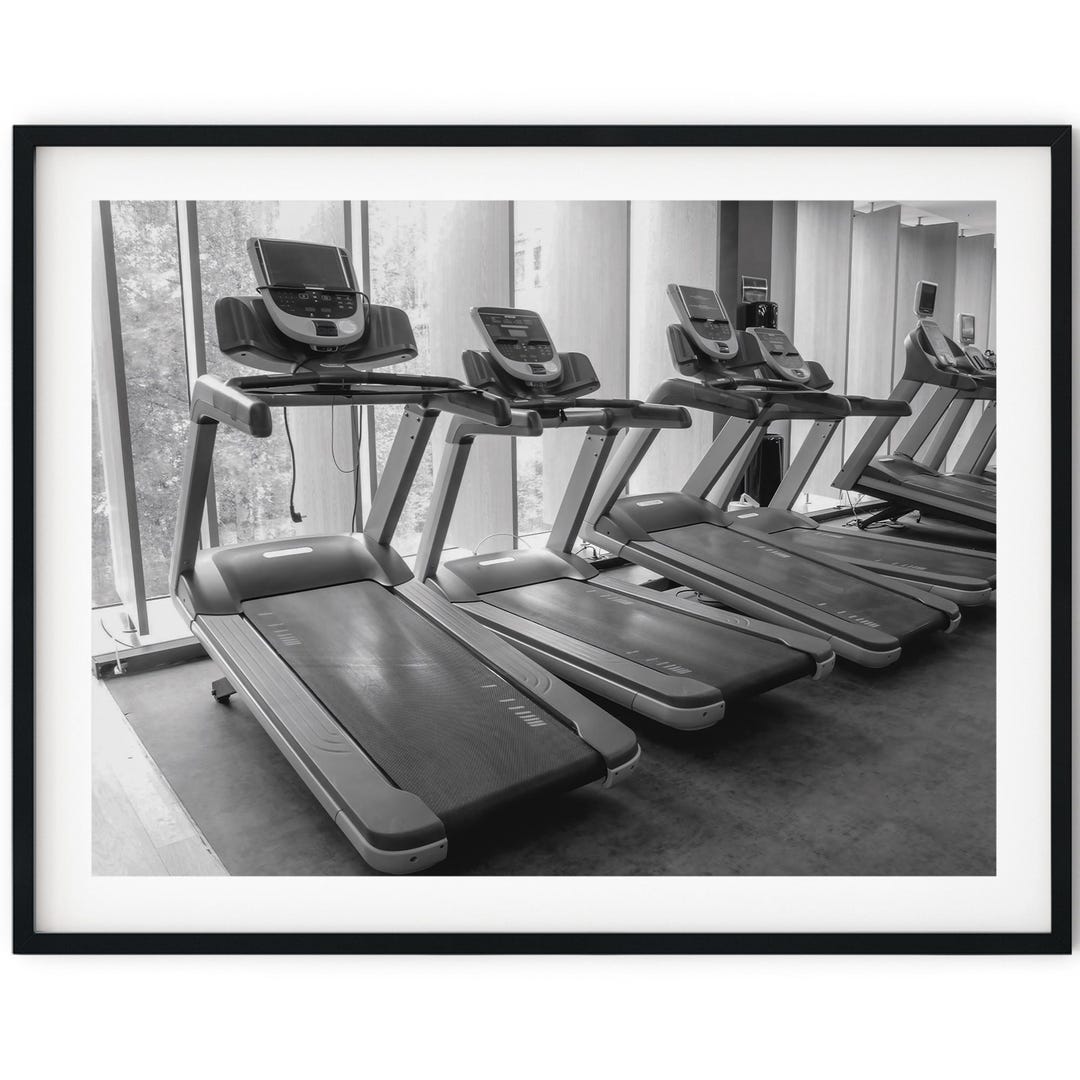 Black and White Treadmills Print, Gym Photography Digital Download ...