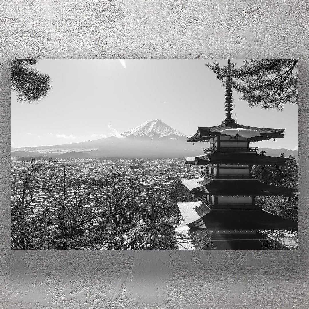 Mount Fuji Japan Black and White Photo Fine Art Print Photography ...
