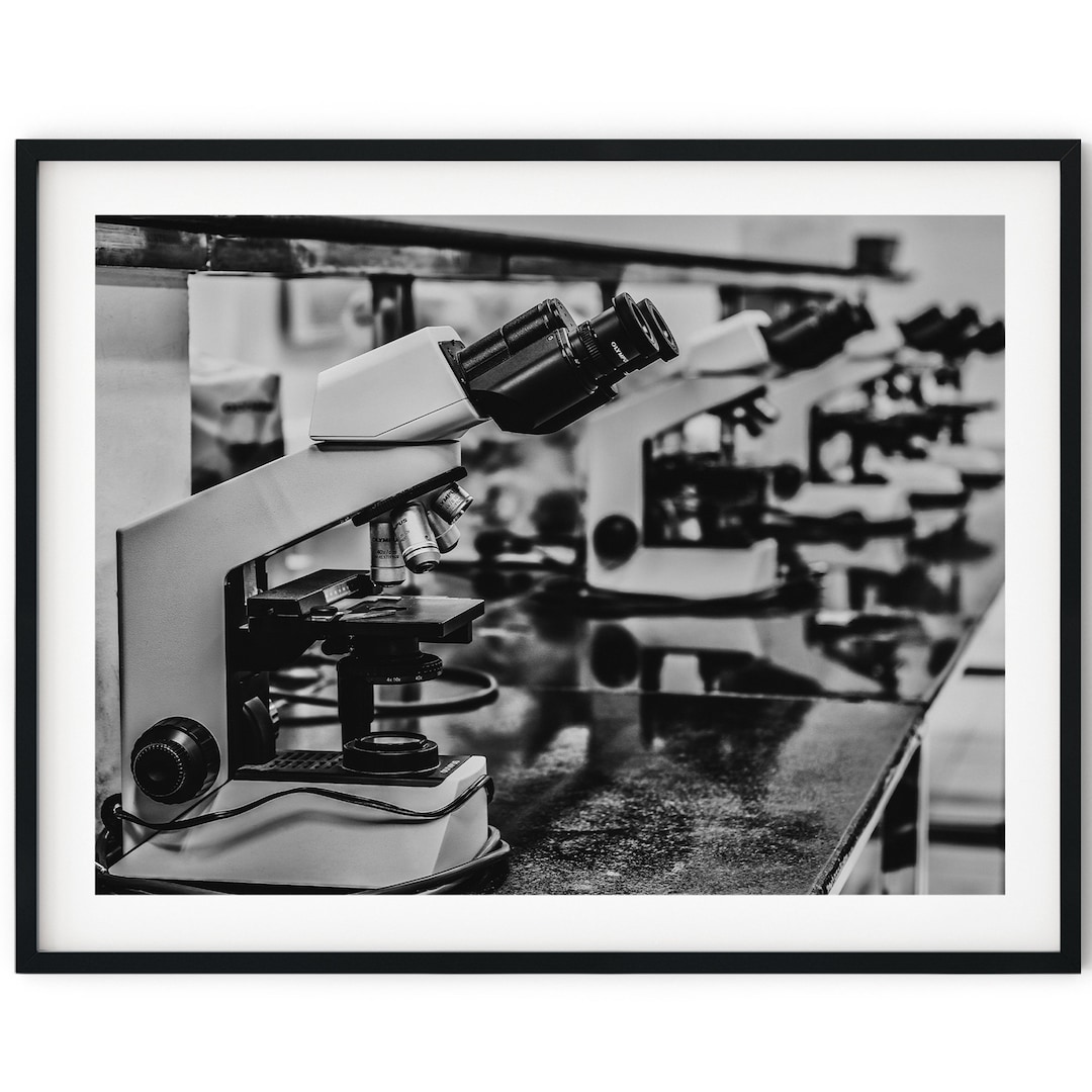 Black and White Photo Instant Digital Download Wall Art Print Science Lab Microscopes Image - Etsy