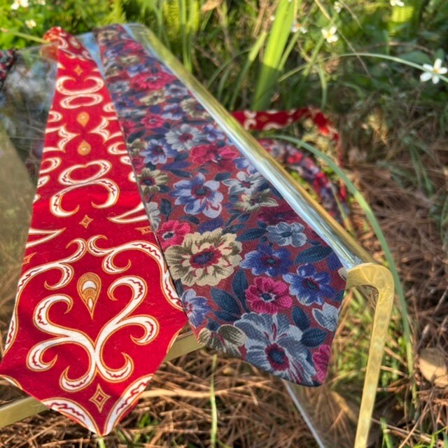 Two Vintage Fabric Ties Floral Retro and Batik Fabric Retro Mens Wear ...
