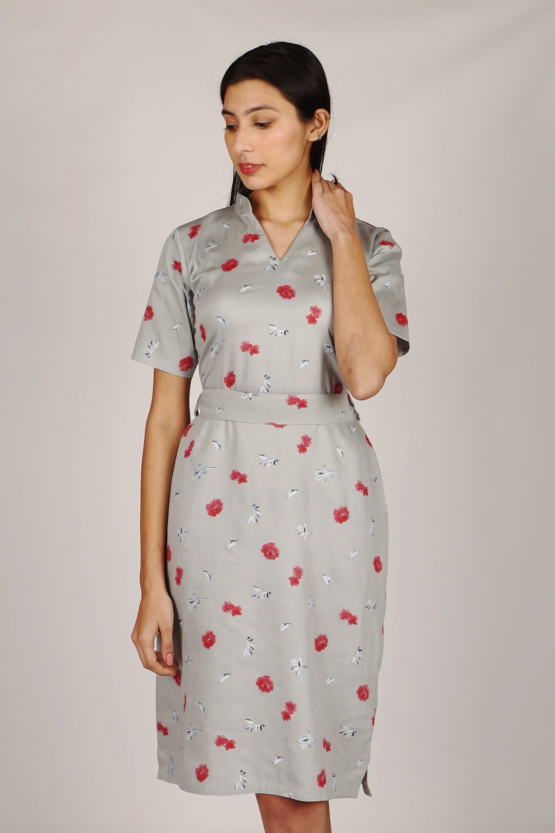 Premium Dress in Grey, Modern Print, Super Soft Clothing, Multi Seasons ...