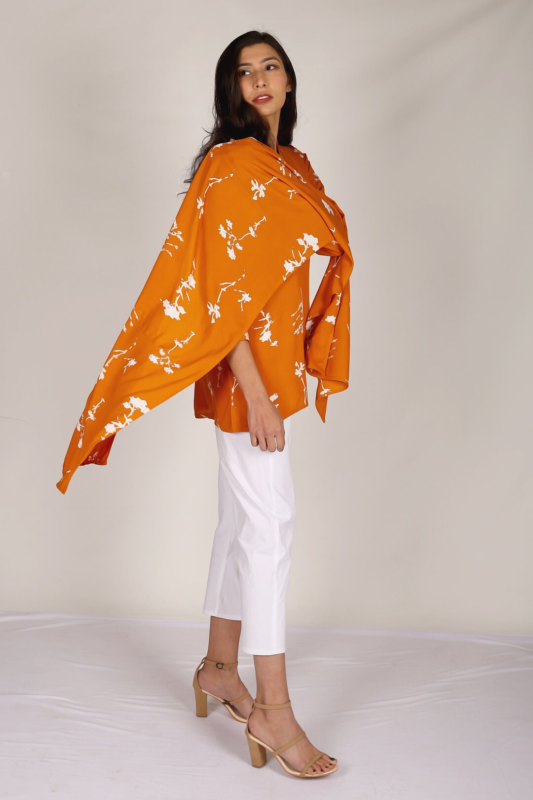 Women's Long Top Tunic With Stole, All Whether Soft Casual Wear for ...