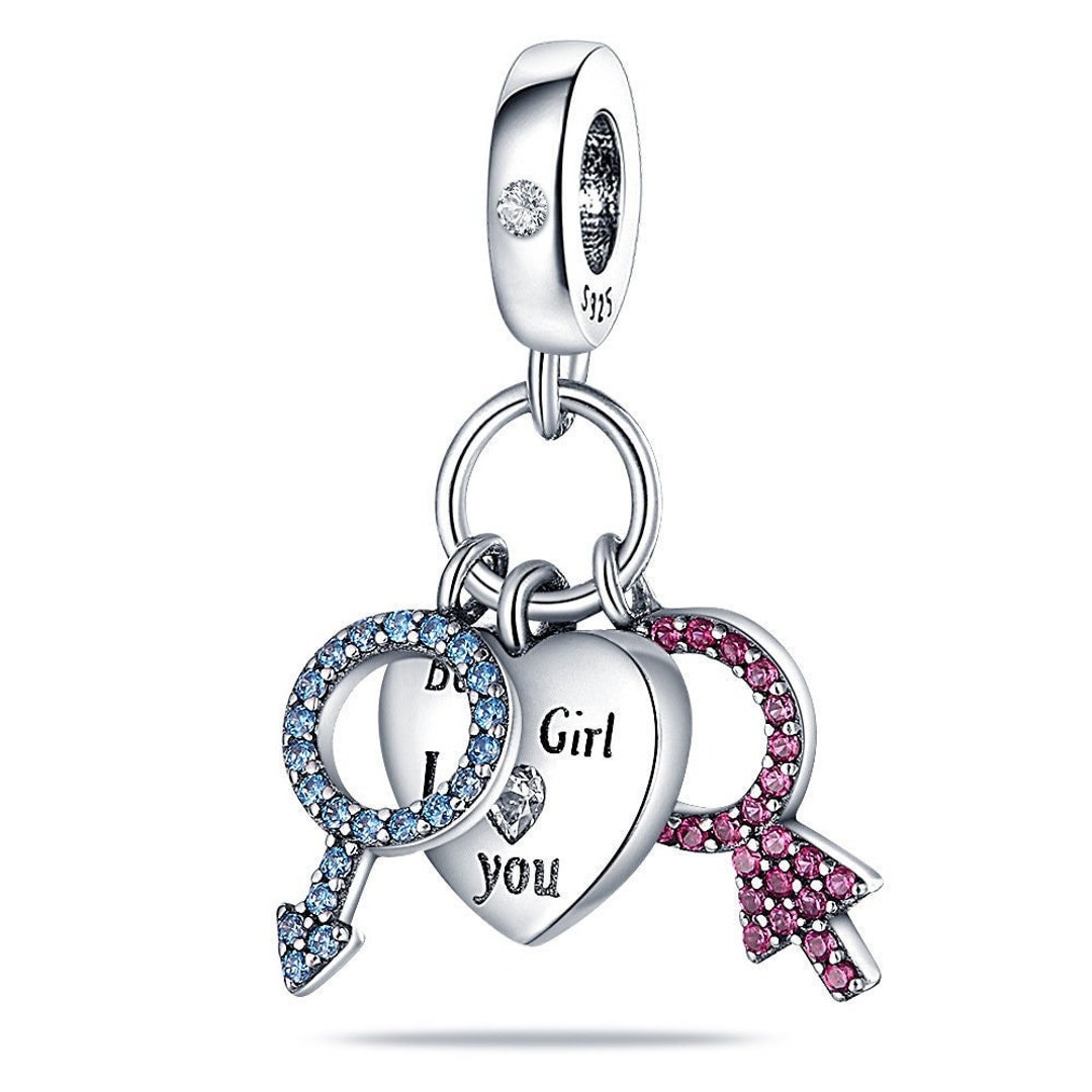 Boy Girl I Love You Heart Pink Blue Baby Bracelet Compatible Pandora ...
