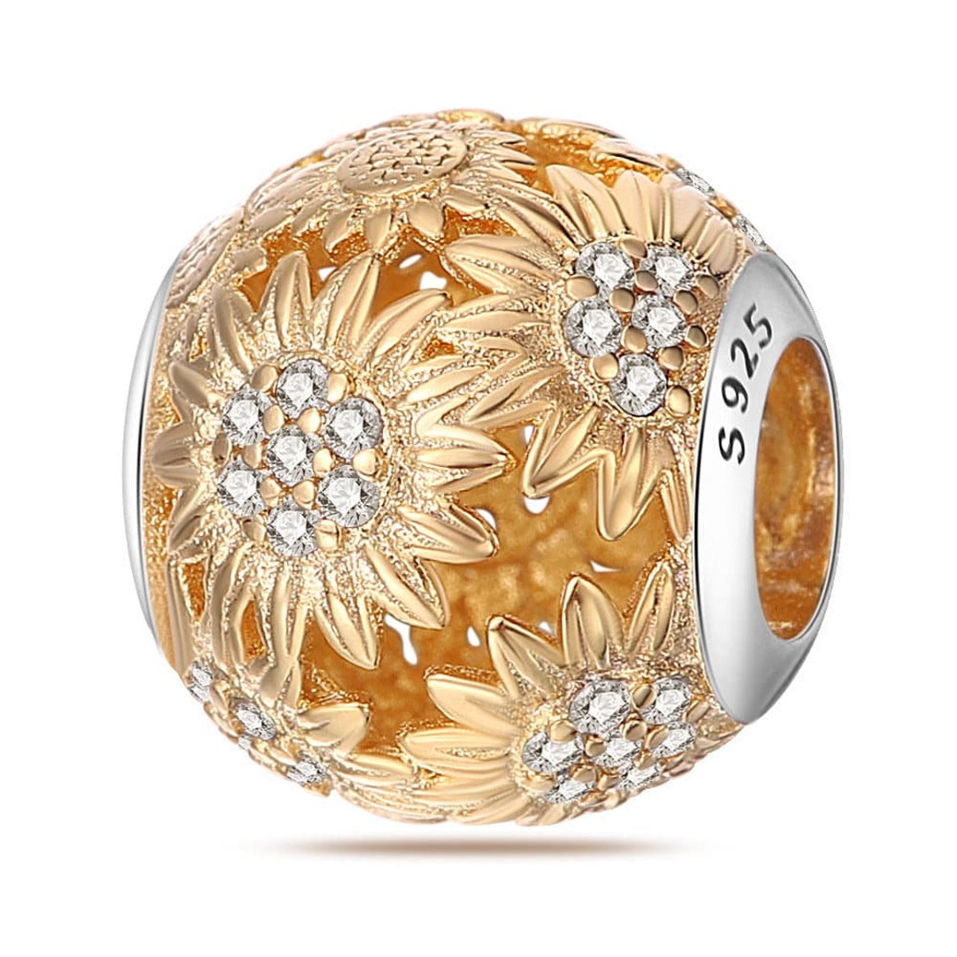 Yellow Sunflower Gold Charm Flower Sunshine Bracelet Compatible Pandora ...