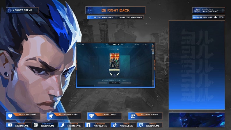 Valorant Agent Yoru Animated Stream Overlay for OBS. Twitch, Youtube ...