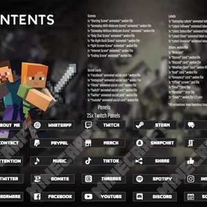 Minecraft Animated Stream Overlay for OBS. Twitch, Youtube, Kick ...