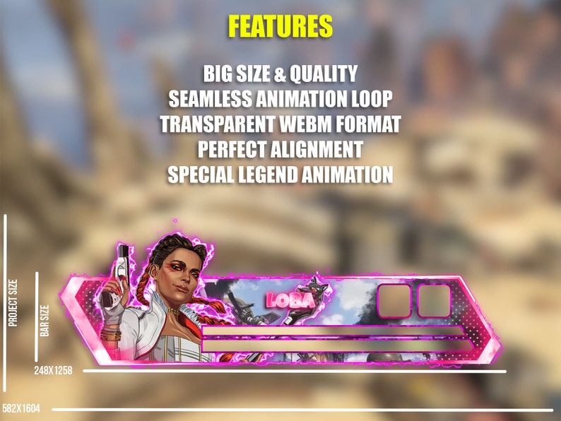 Apex Legends Loba Animated Health Bar Overlay for Twitch (digital ...