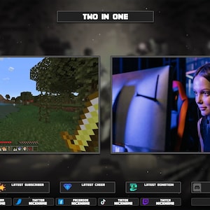 Minecraft Animated Stream Overlay for OBS. Twitch, Youtube, Kick ...