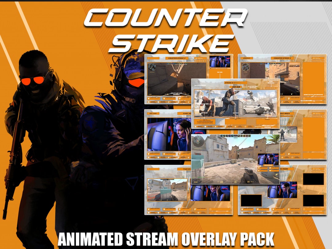 Counter-strike Animated Stream Overlay for OBS. Twitch, Youtube, Kick ...