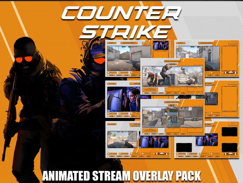 Counter-strike Animated Stream Overlay: Twitch, Youtube, Kick (digital ...