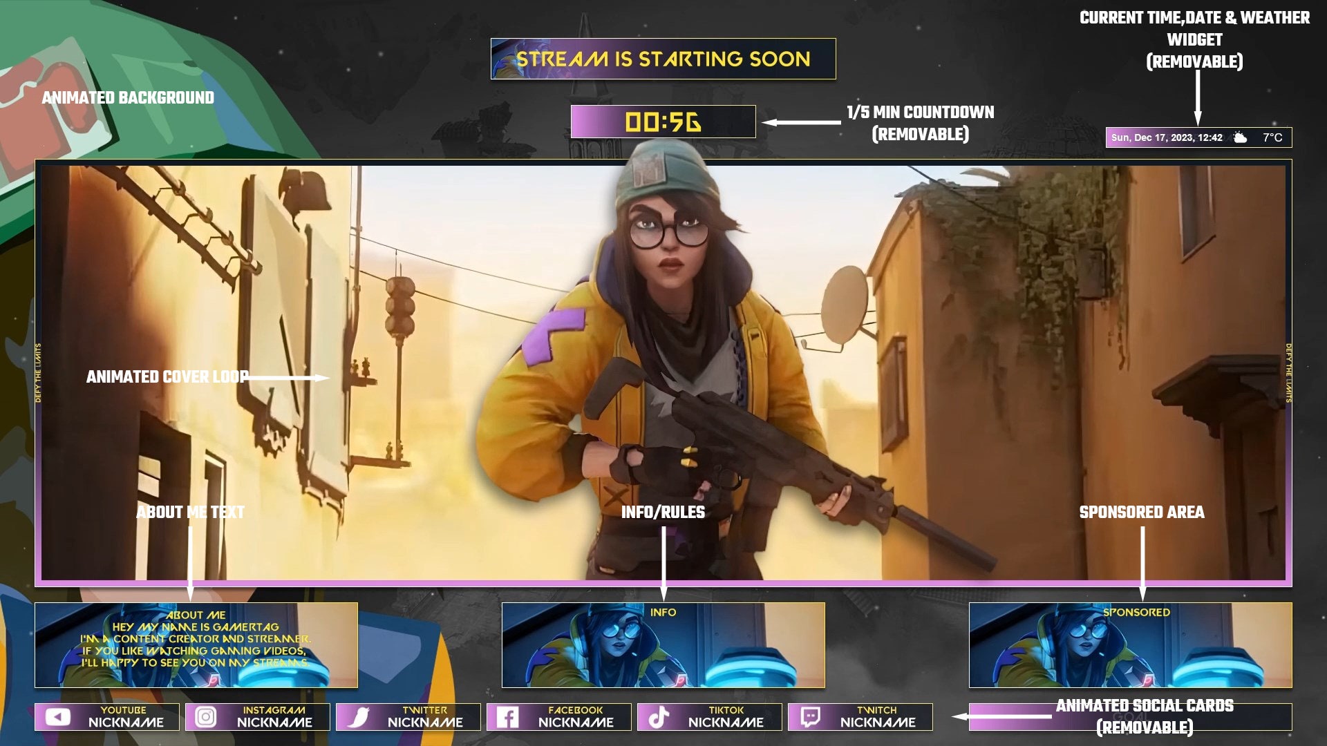 Valorant Agent Killjoy Animated Stream Overlay for OBS. Twitch, Youtube ...
