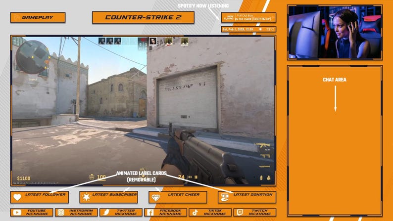Counter-strike Animated Stream Overlay: Twitch, Youtube, Kick (digital ...