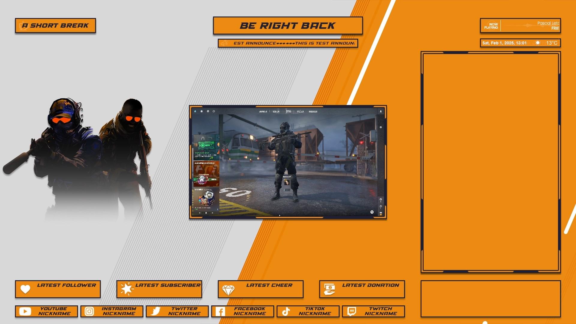 Counter-strike Animated Stream Overlay: Twitch, Youtube, Kick (digital ...
