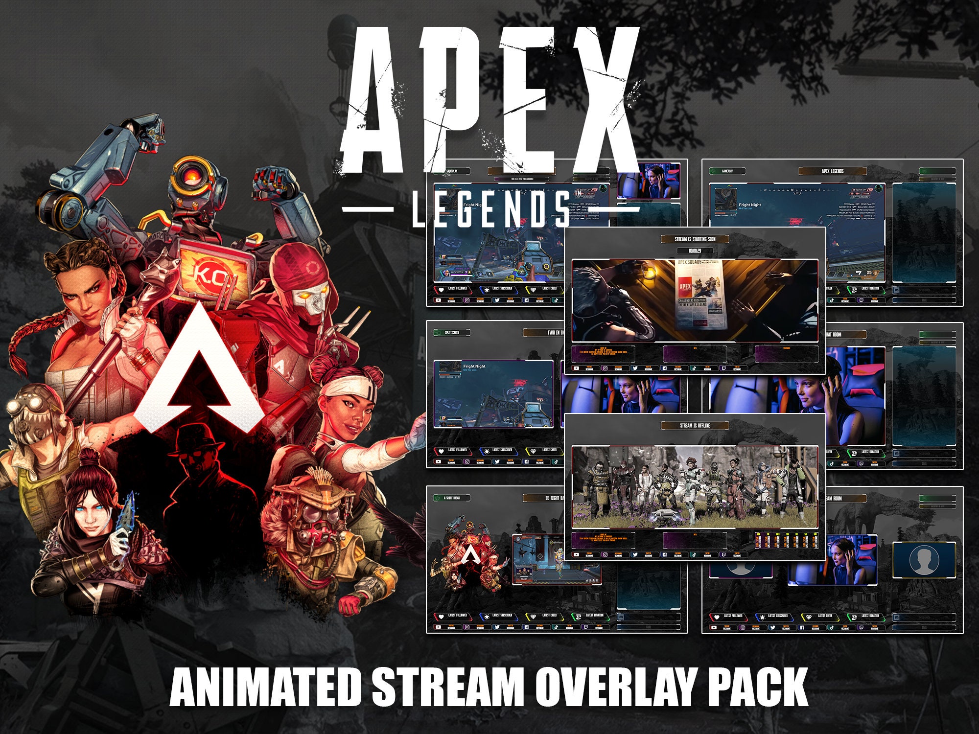 Apex Legends Animated Stream Overlay for OBS. Twitch Youtube - Etsy UK