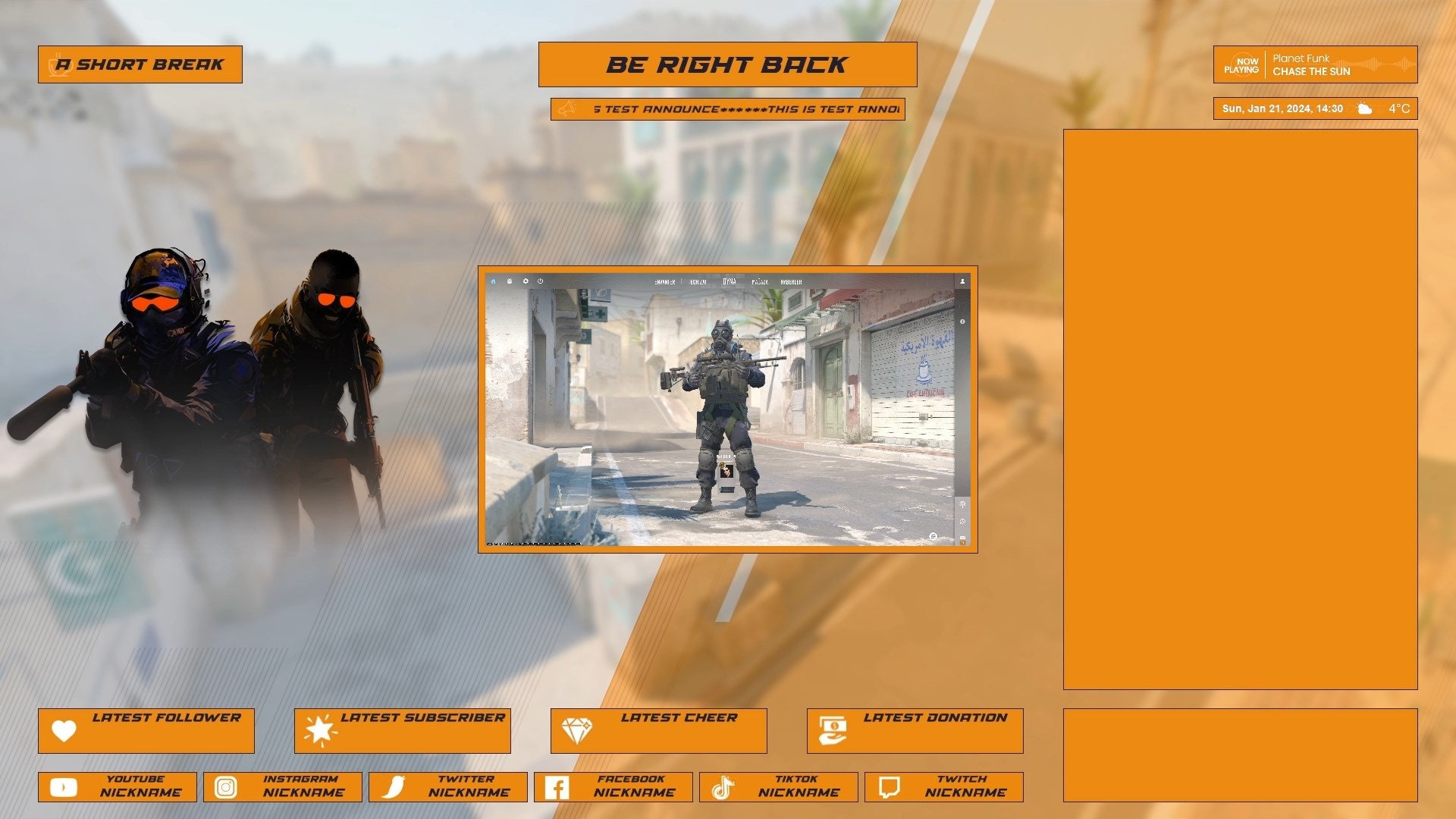 Counter-strike Animated Stream Overlay for OBS. Twitch, Youtube, Kick ...