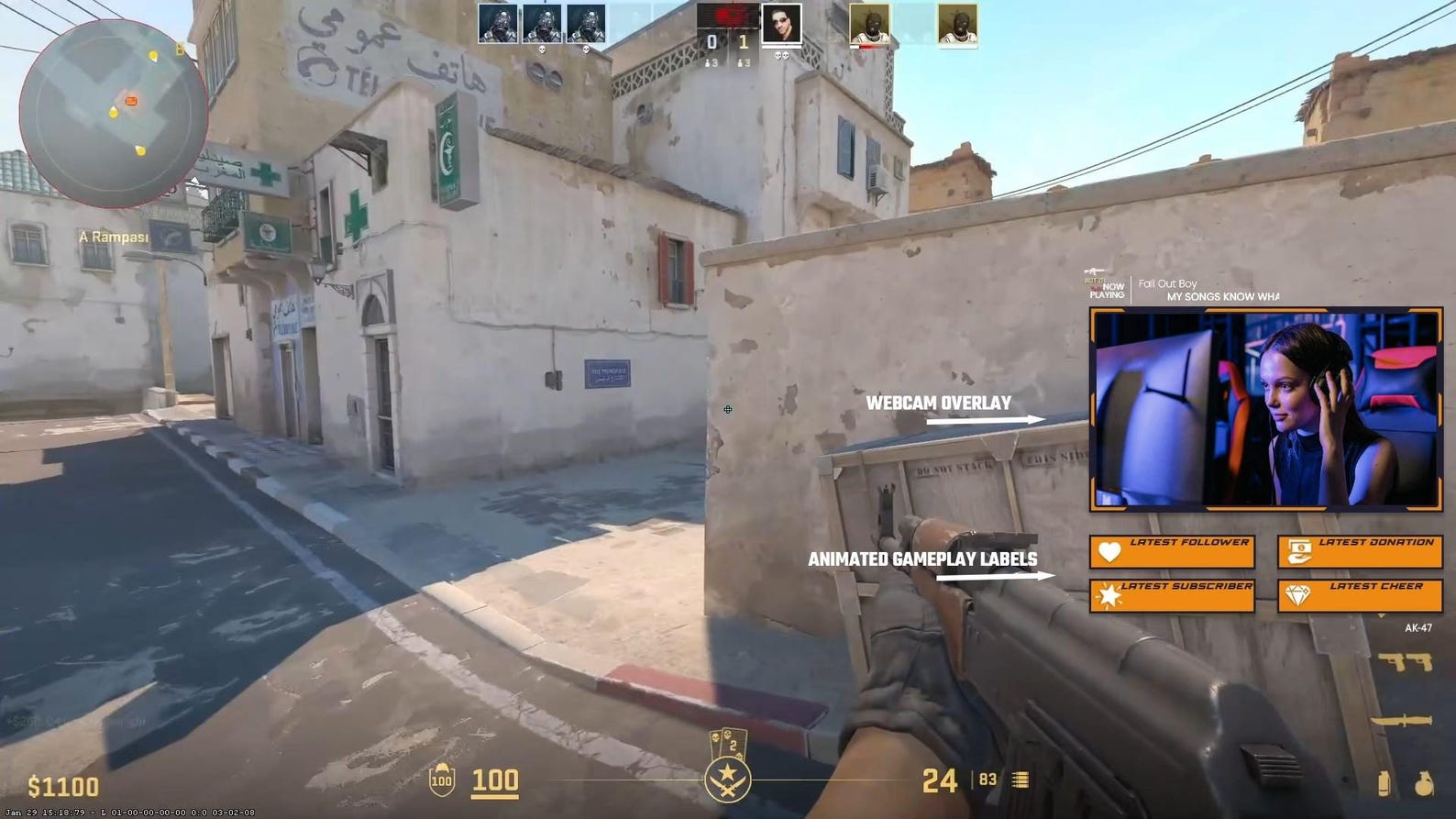 Counter-strike Animated Stream Overlay: Twitch, Youtube, Kick (digital ...