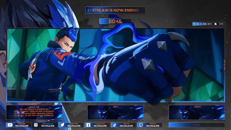 Valorant Agent Yoru Animated Stream Overlay for OBS. Twitch, Youtube ...