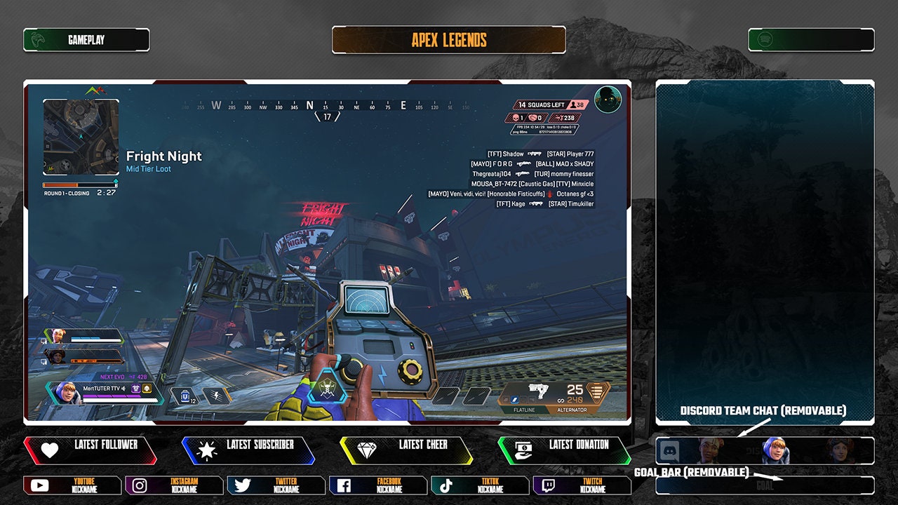 Apex Legends Animated Stream Overlay for OBS. Twitch, Youtube, Kick ...