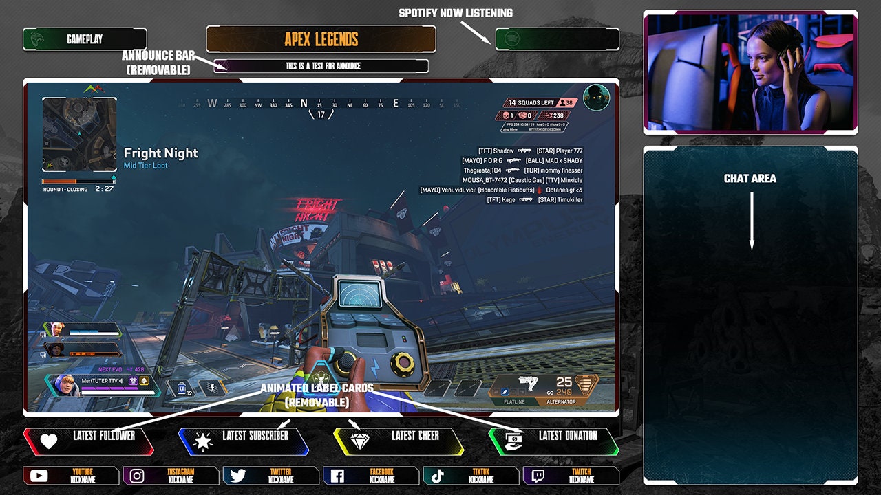Apex Legends Animated Stream Overlay for OBS. Twitch, Youtube, Kick ...