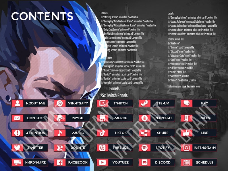 Valorant Agent Yoru Animated Stream Overlay for OBS. Twitch, Youtube ...