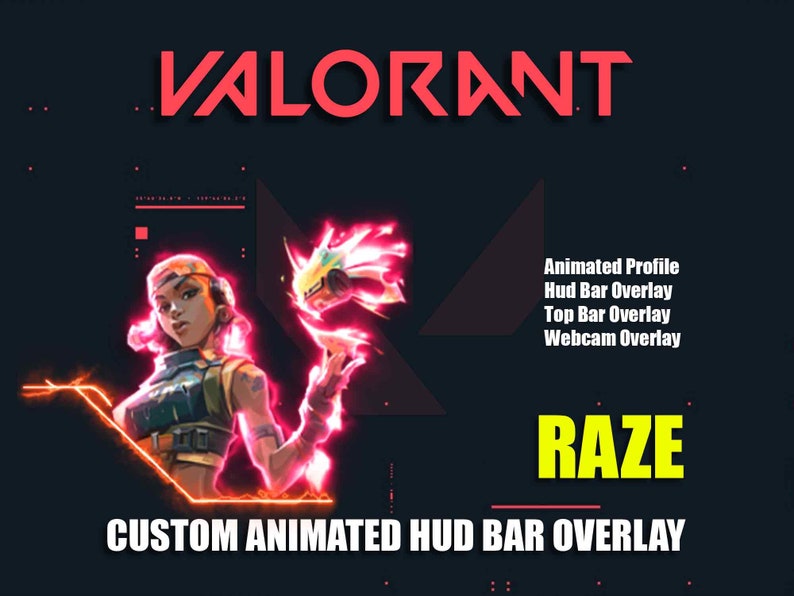 Valorant Agent Raze Custom Animated Hud Bar Overlay for Twitch, Youtube ...