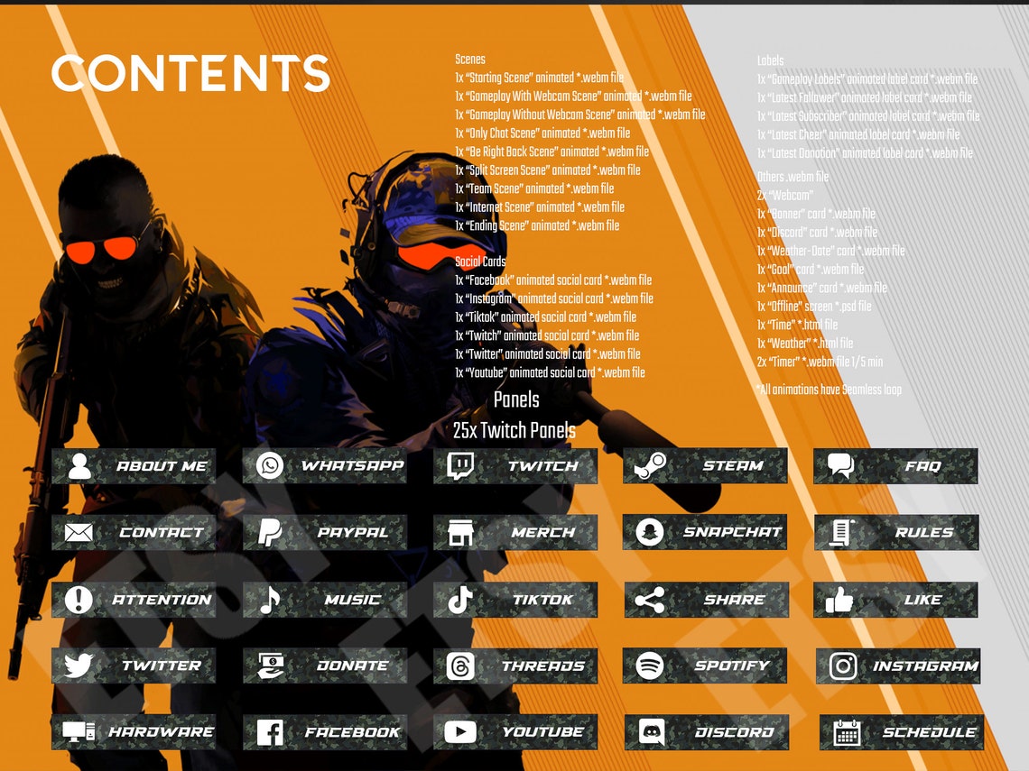Counter-strike Animated Stream Overlay: Twitch, Youtube, Kick (digital ...